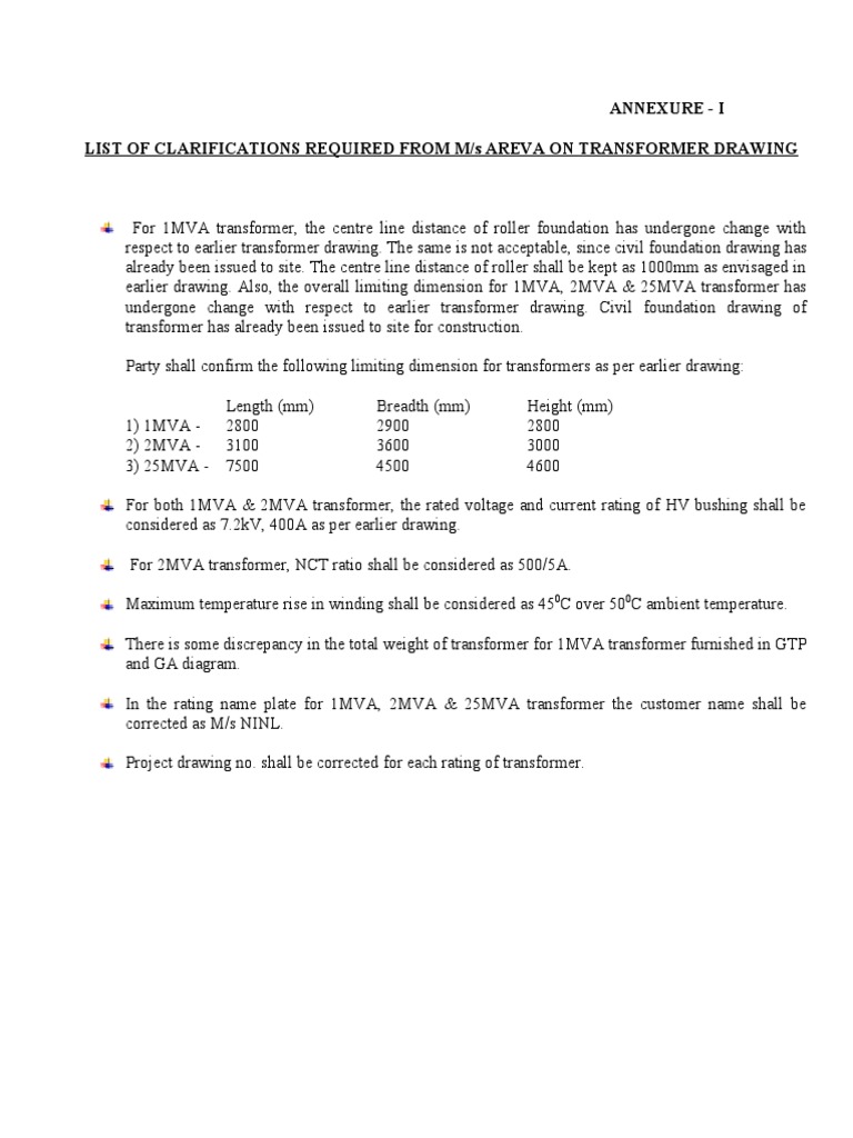Annexure - I List of Clarifications Required From M/S Areva On ...