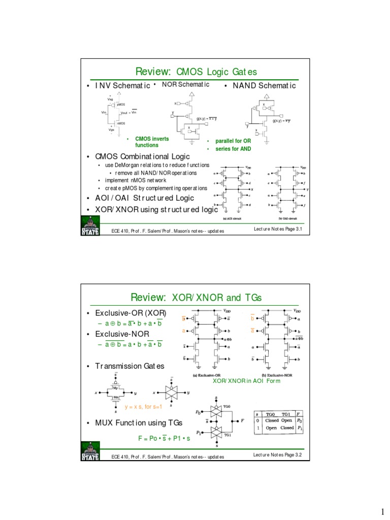 Review:: CMOS Logic Gates | PDF | Doping (Semiconductor) | Mosfet