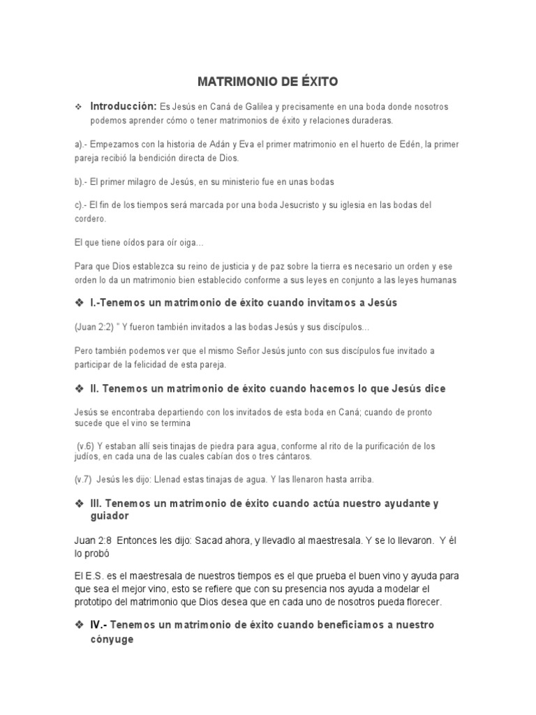 Matrimonio de Éxito | PDF | Jesús | Vino