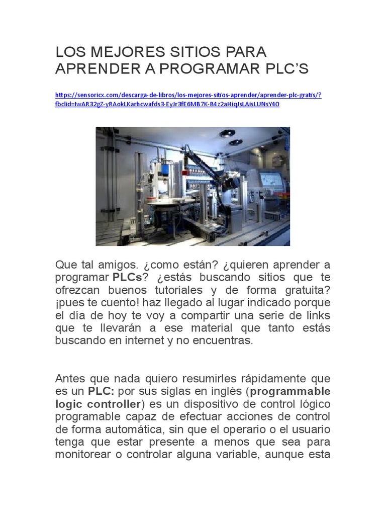 Los Mejores Sitios para Aprender A Programar PLC | PDF | Controlador lógico programable ...