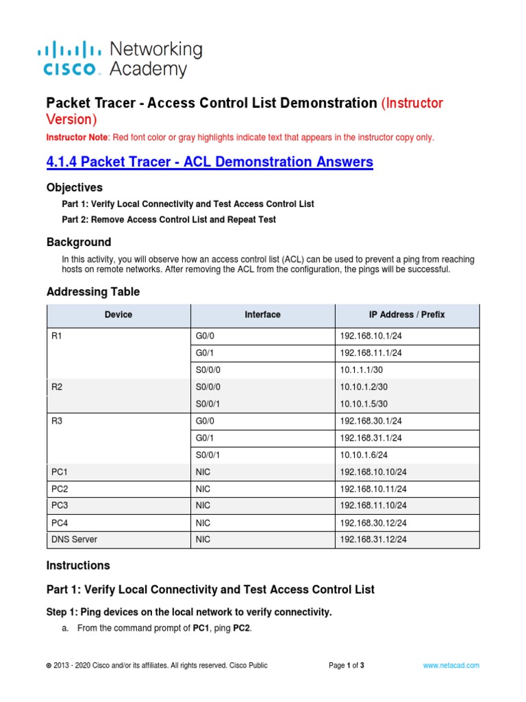 ACL Configuration and Testing Guide | PDF | Router (Computing ...