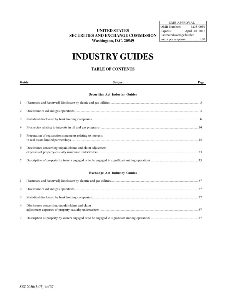 Industry Guides: United States Securities and Exchange Commission ...