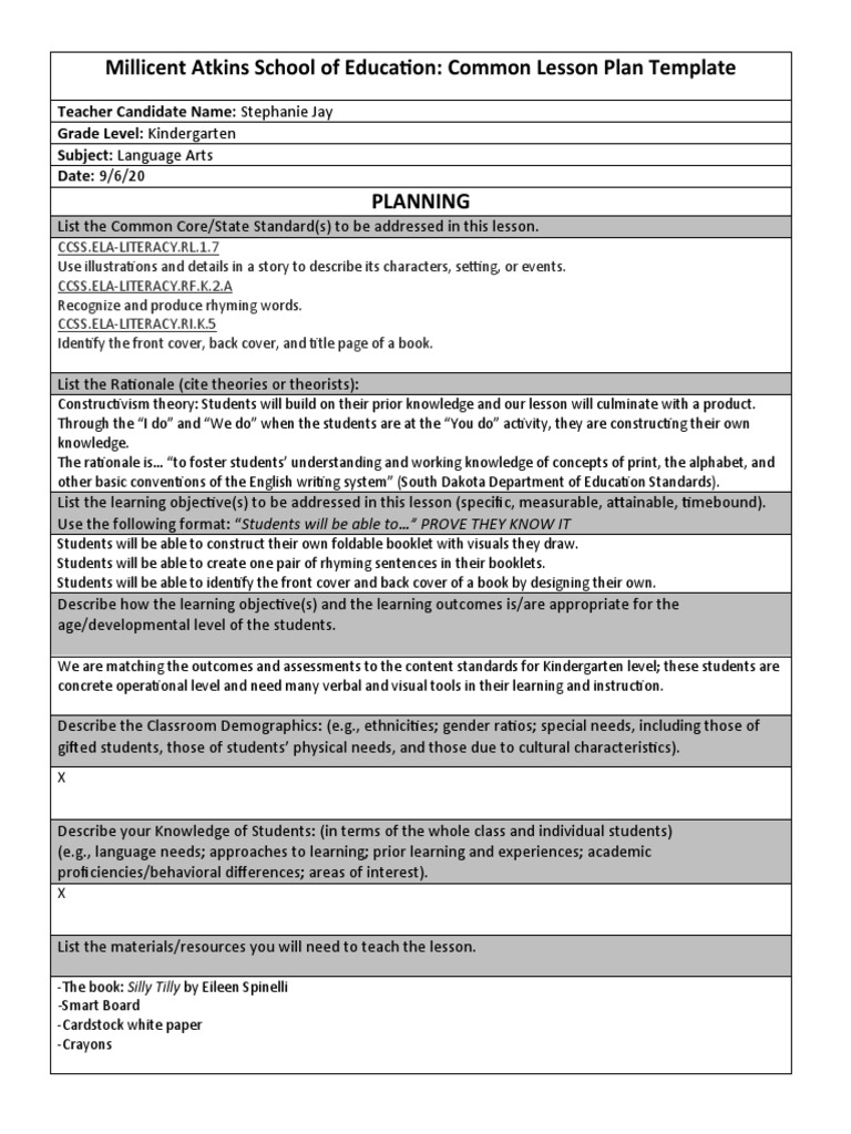 Language Arts Lesson Plan | PDF | Lesson Plan | Neuropsychological ...