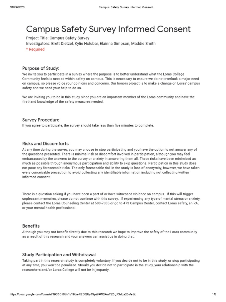 Campus Safety Survey - Google Forms | PDF
