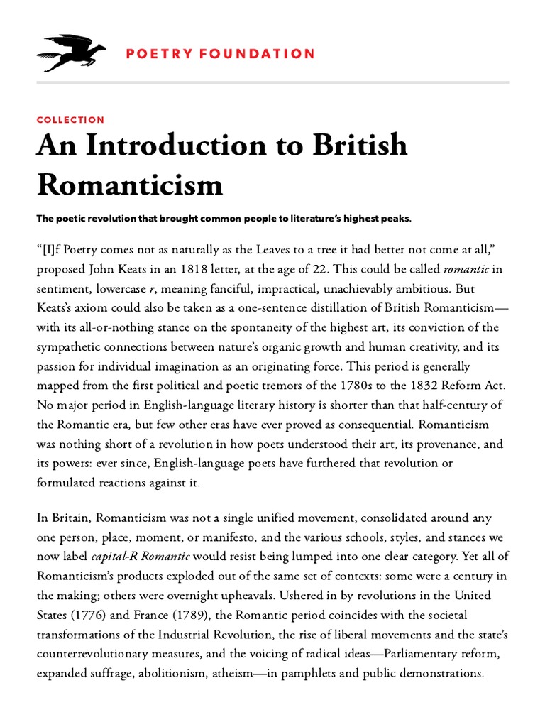 An Introduction To British Romanticism - Poetry Foundation | PDF ...