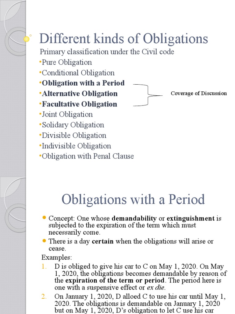 Obligations With A Period, Facultative and Alternative | PDF ...