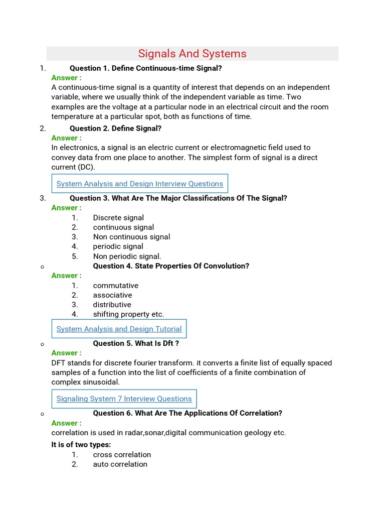 Signals and Systems | PDF | Discrete Fourier Transform | Discrete Time ...