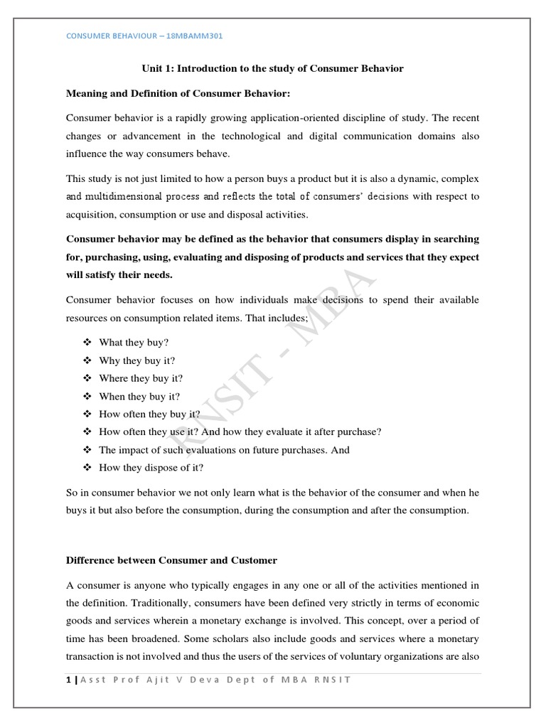 Consumer Behaviour Notes | PDF | Consumer Behaviour | Behavior