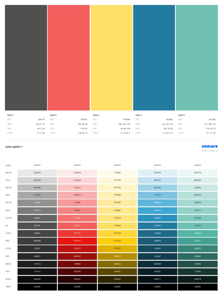 Color Option 1: Color 1 Color 2 Color 3 Color 4 Color 5 | PDF ...