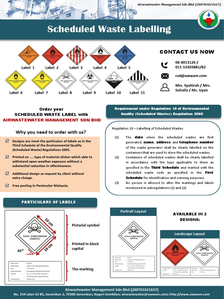 Scheduled Waste Labelling: Contact Us Now | PDF | Business