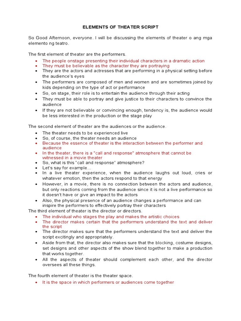 Art App Elements of Theater | PDF | Costume | Actor