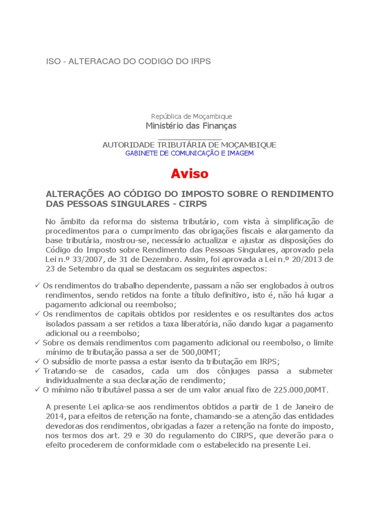 IRPS | PDF | Impostos | Salário