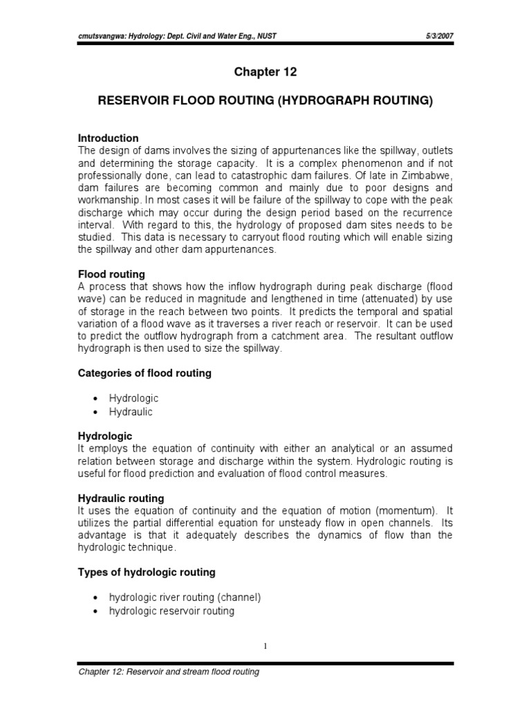 Reservoir Flood Routing (Hydrograph Routing) 12 PDF | PDF | Spillway ...