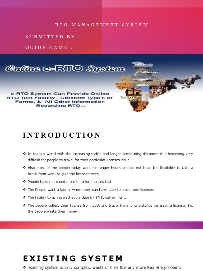 Submitted By: Guide Name:: Rto Management System | PDF | Integer ...