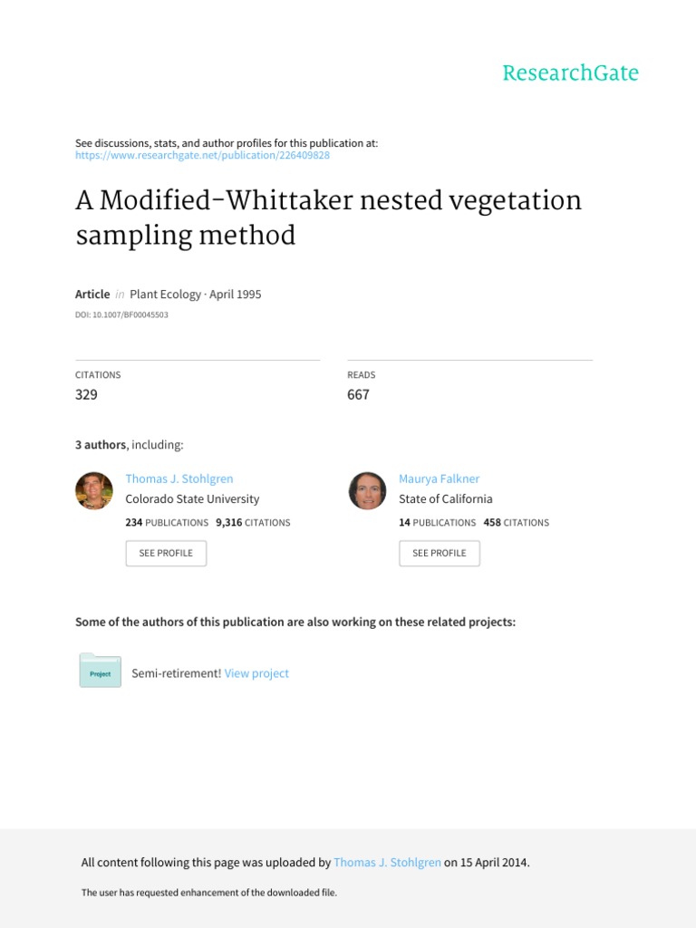 A Modified - Whittaker Nested Vegetation Sampling Method | PDF | Vegetation | Prairie