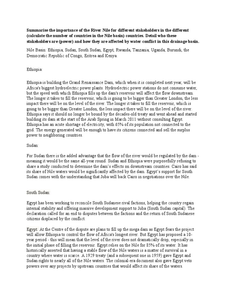 River Nile and The Grand Ethiopian Renaissance Dam (G.E.R.D.) - IB ...