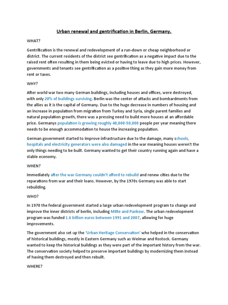 Gentrification and Urban Renewal in Berlin | PDF | Urban Renewal | Berlin