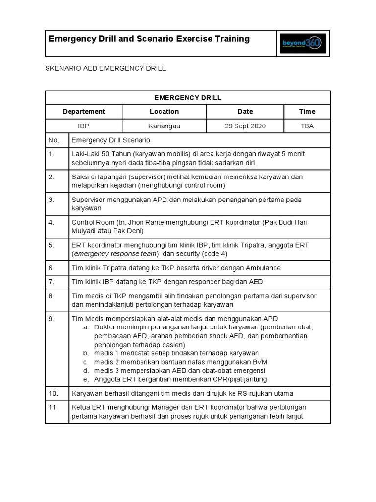 Skenario Aed Emergency Drill | PDF