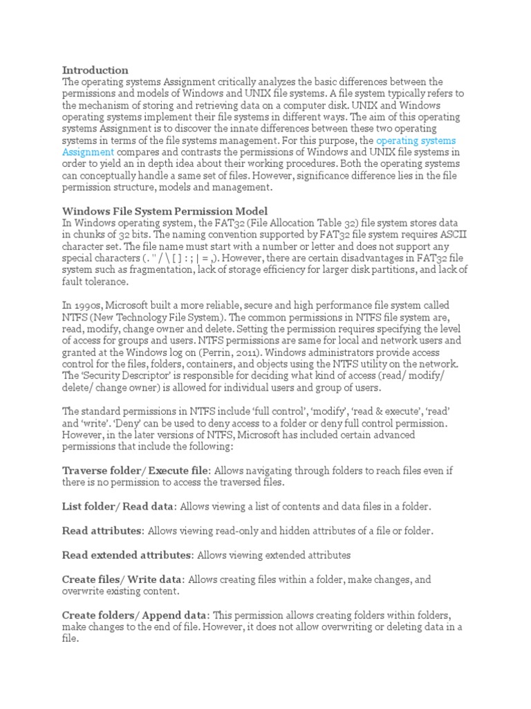 Operating Systems Assignment | PDF | Computer File | File System