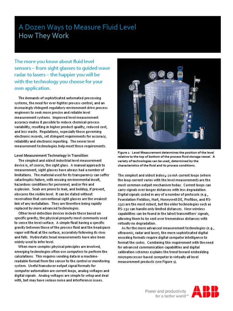 Fluid Level Measurement Technologies | PDF | Radar | Buoyancy