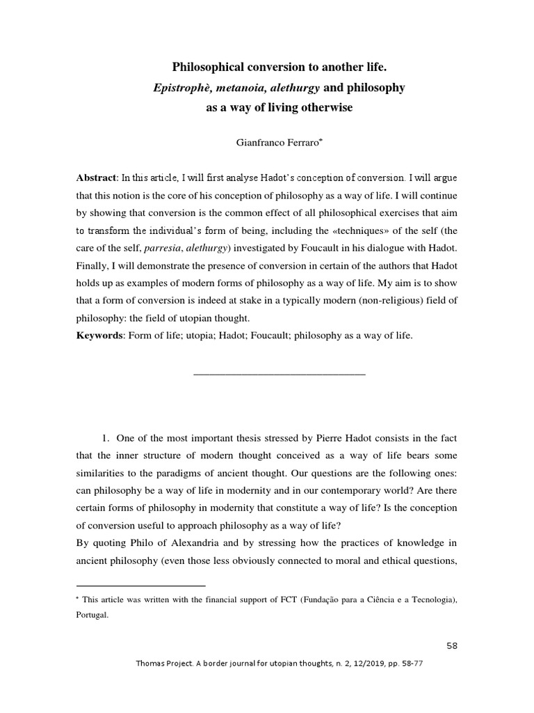 Philosophical Conversion as Utopian Thought | PDF | Michel Foucault ...