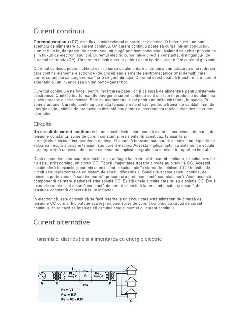 Curent Continuu Și Alternativ | PDF