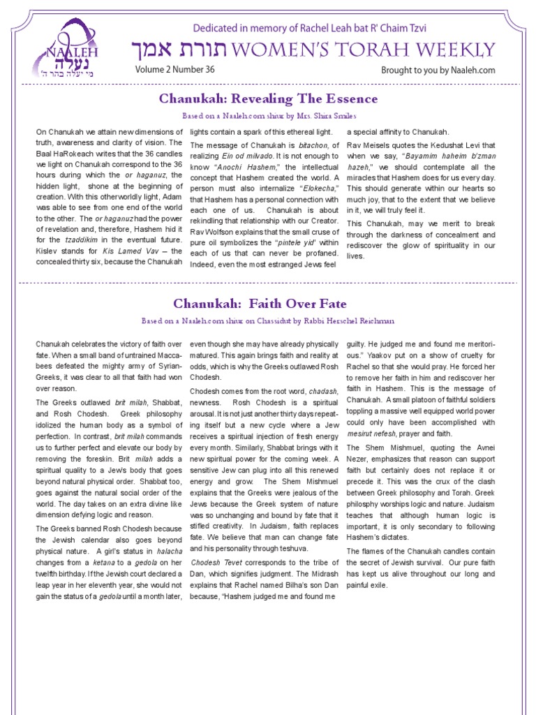 Torat Imecha Volume 2 Number 36 Parshat Mikeitz | PDF | Hanukkah | Mitzvah