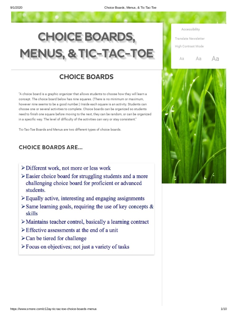 Choice Boards Menus Tic-Tac-Toe | Download Free PDF | Menu | Menu ...