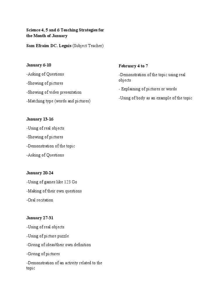 Science 4, 5, and 6 Teaching Strategies | PDF