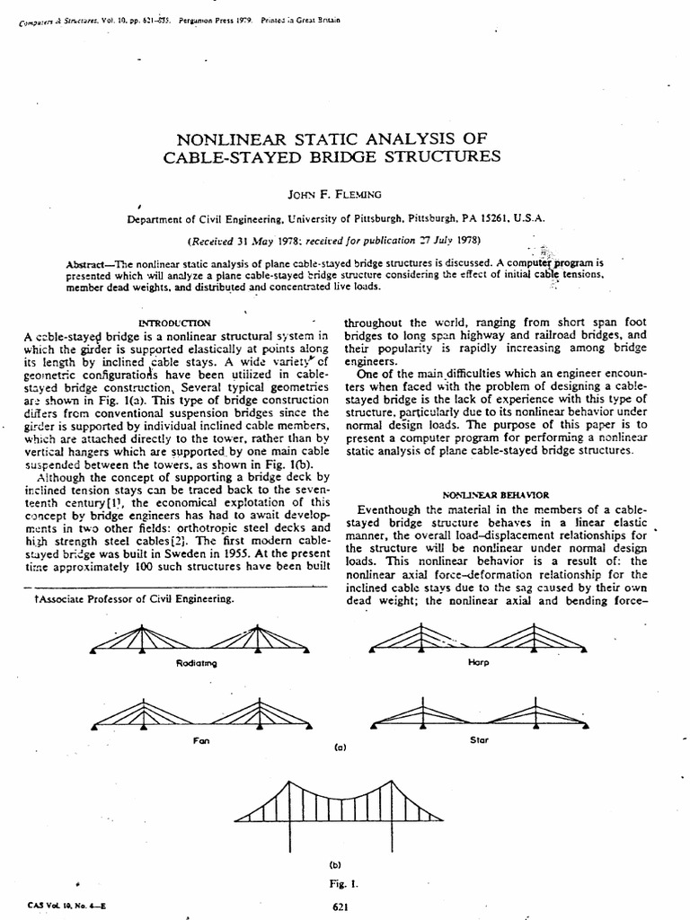 Nonlinear Static Analysis of Cable-Stayed Bridge Structures PDF | PDF