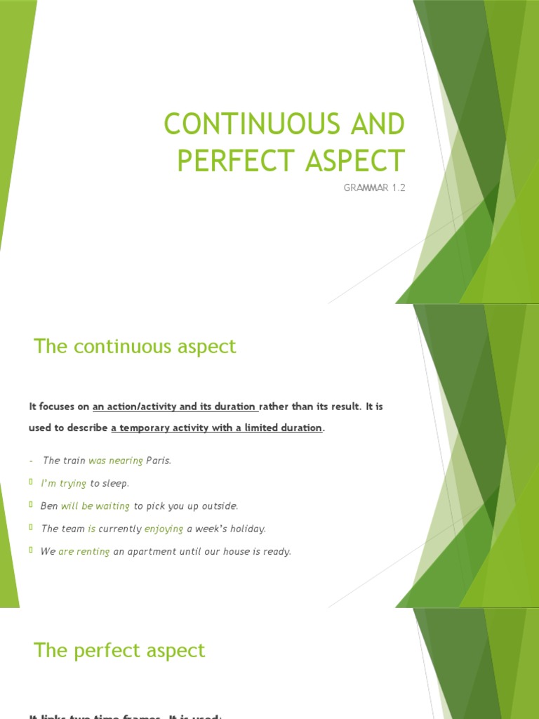 Continuous and Perfect Aspect | PDF