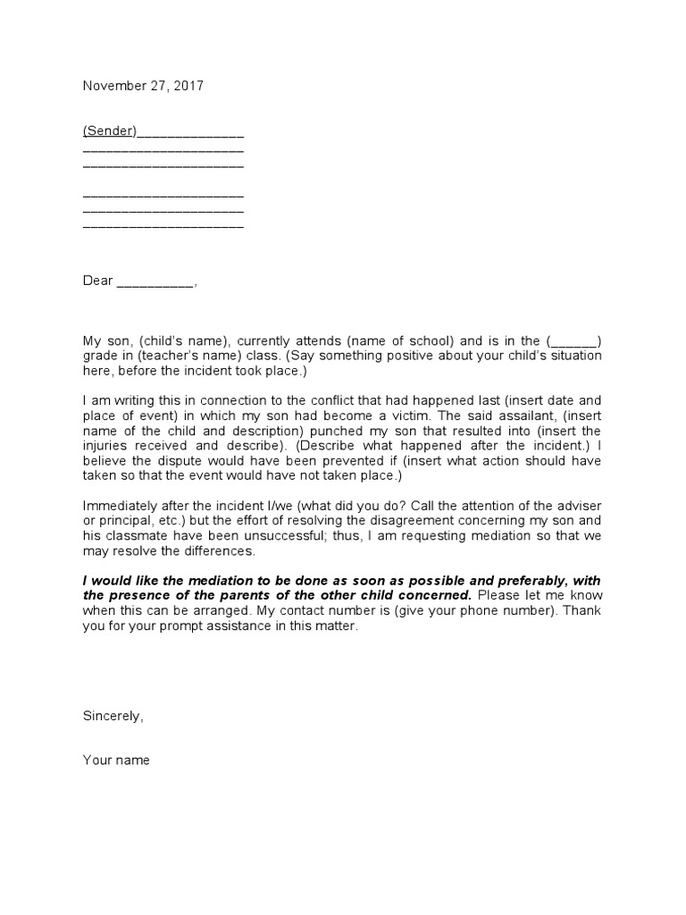 Letter On School Offense | PDF