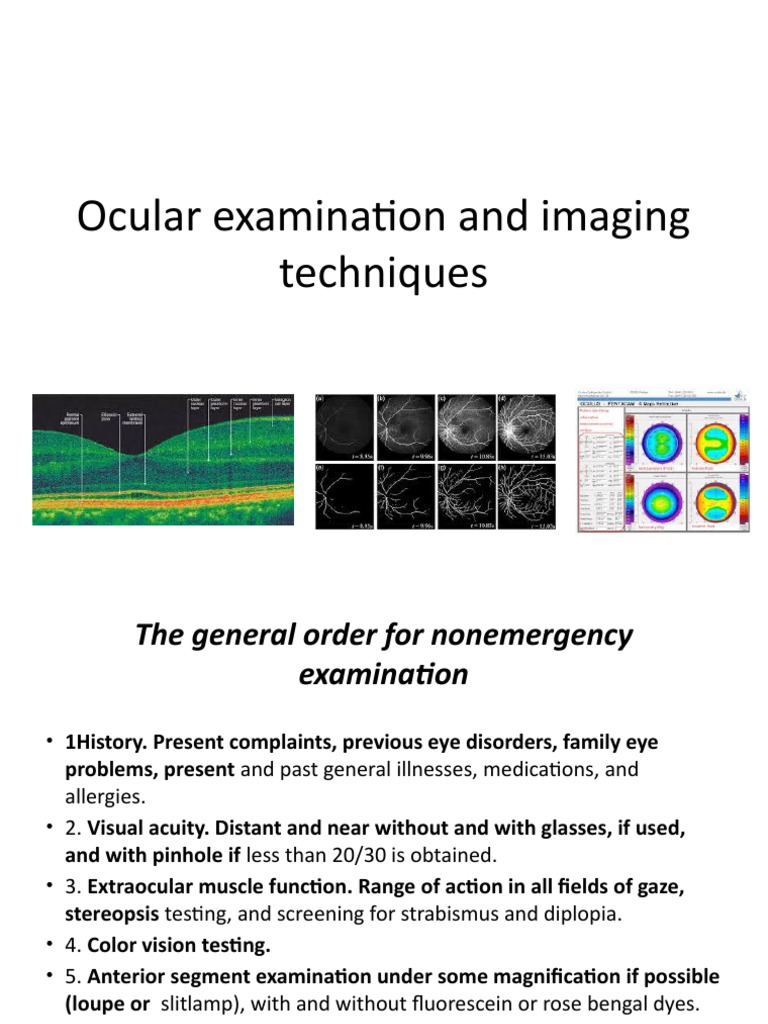 Ocular Examination and Imaging Technique | PDF | Retina | Eye