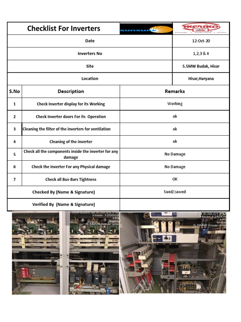 Inverter Checklist-Oct-2020 | PDF