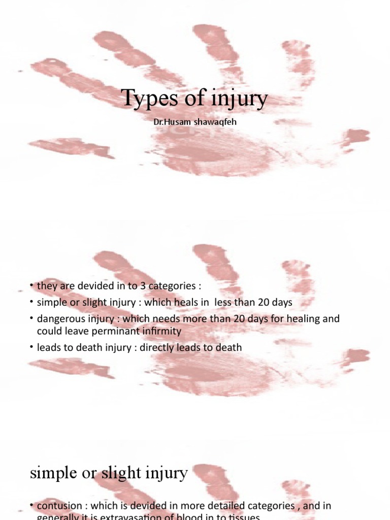 Types of Injury: DR - Husam Shawaqfeh | PDF