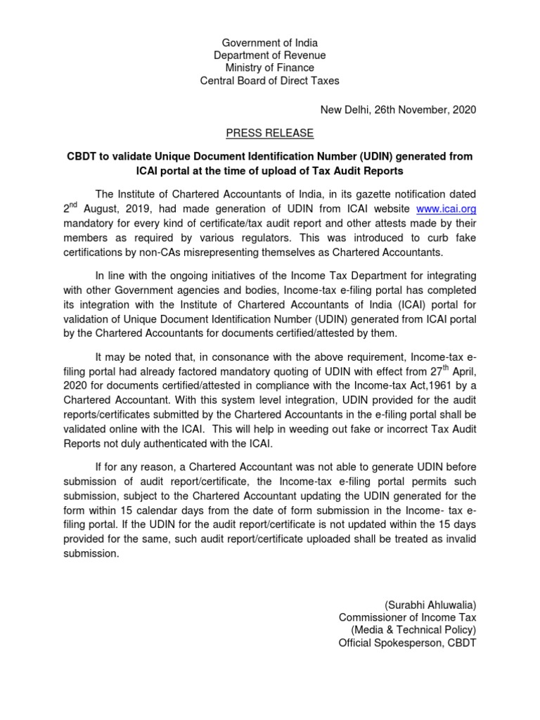 Validate UDIN Generated From ICAI Portal 26 11 20 | PDF | Accountant ...