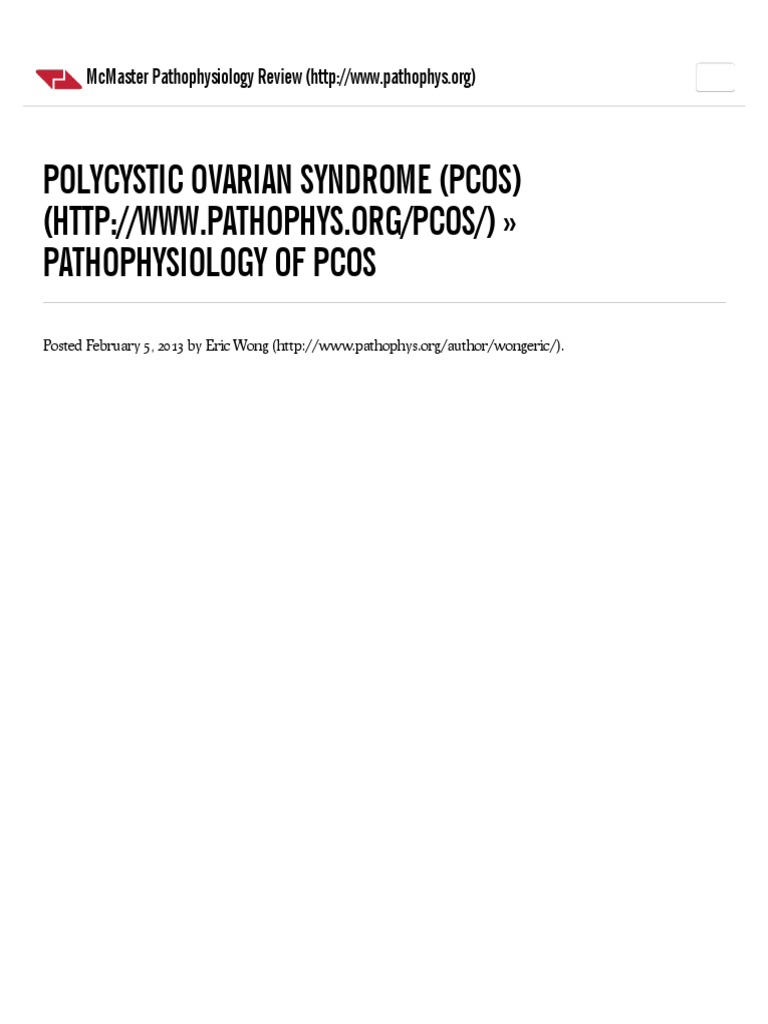 Polycystic Ovarian Syndrome (Pcos) Pathophysiology of Pcos | PDF