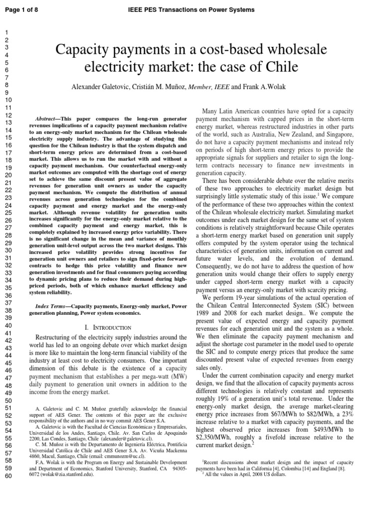 Capacity Payments in A Cost-Based Wholesale Electricity Market: The ...