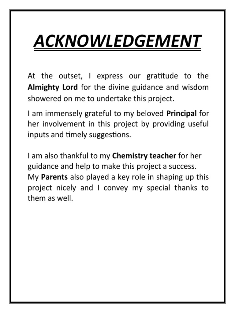 Acknowledgement: Almighty Lord For The Divine Guidance and Wisdom | PDF ...