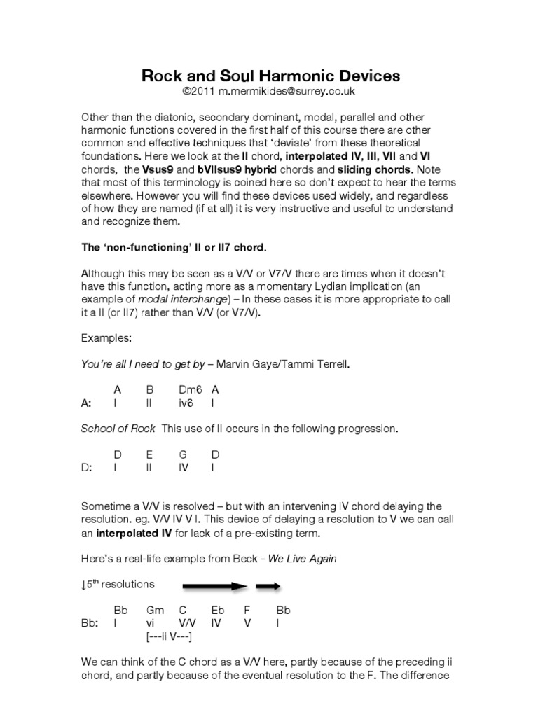 Rock and Pop Harmonic Devices | PDF | Chord (Music) | Harmony
