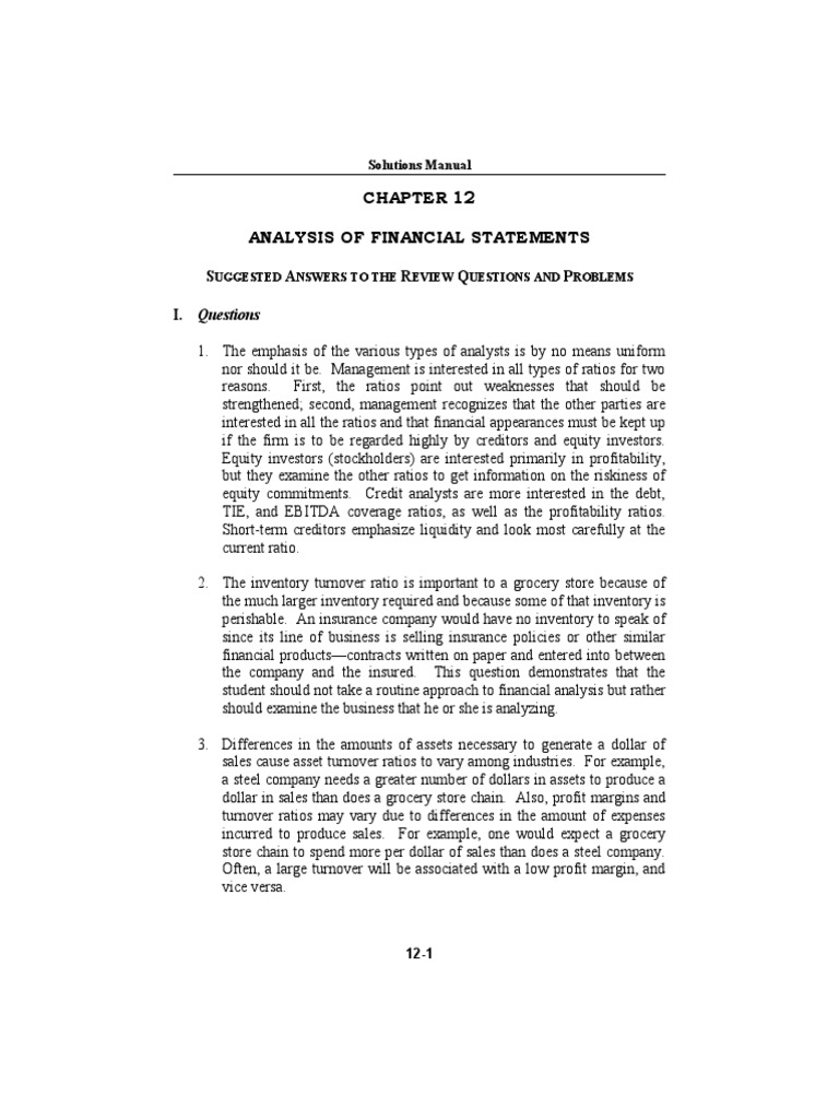 Financial Statement Analysis Guide | PDF | Leverage (Finance) | Equity ...