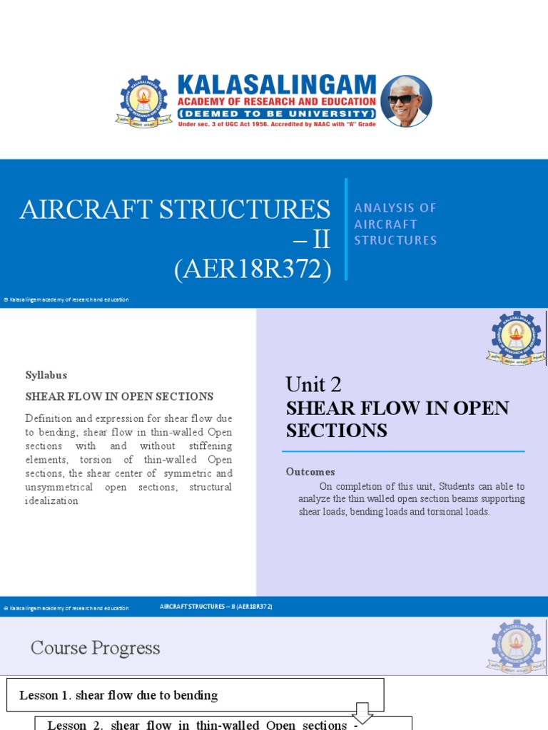Aircraft Structures - Ii (AER18R372) | PDF | Shear Stress | Bending