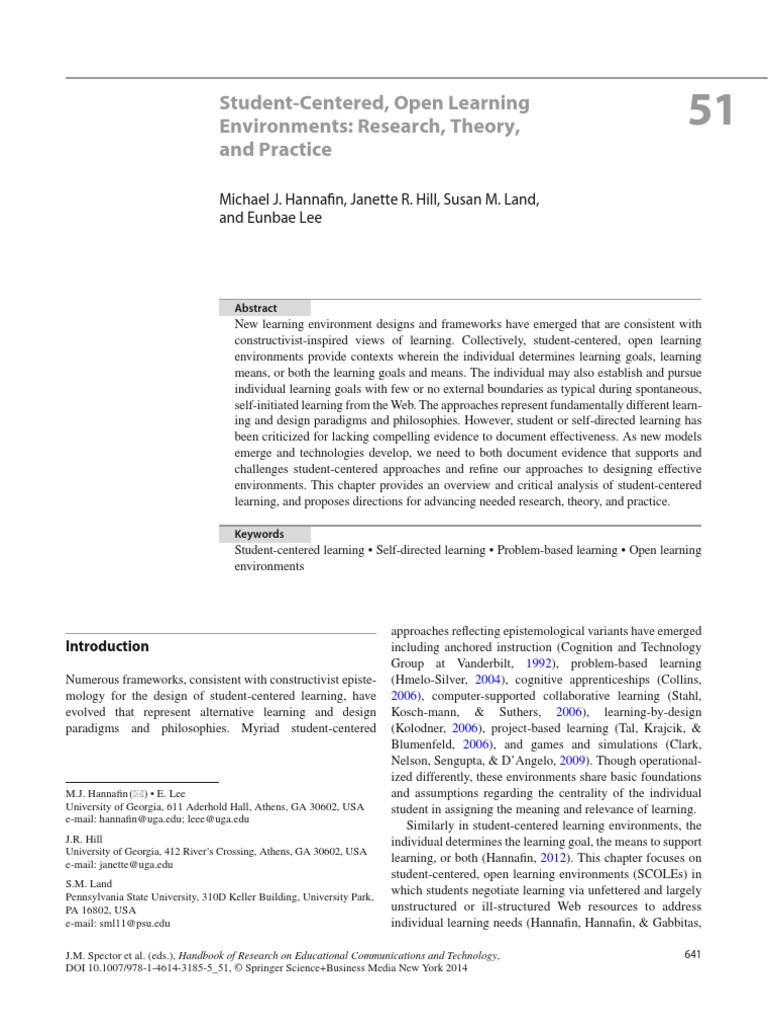 Student-Centered, Open Learning Environments | PDF | Metacognition ...