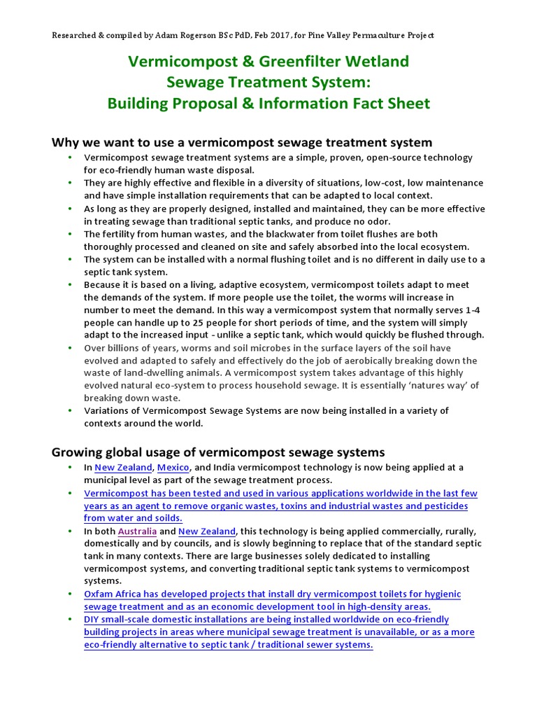 Vermicompost Information & Proposal | PDF | Wastewater | Septic Tank