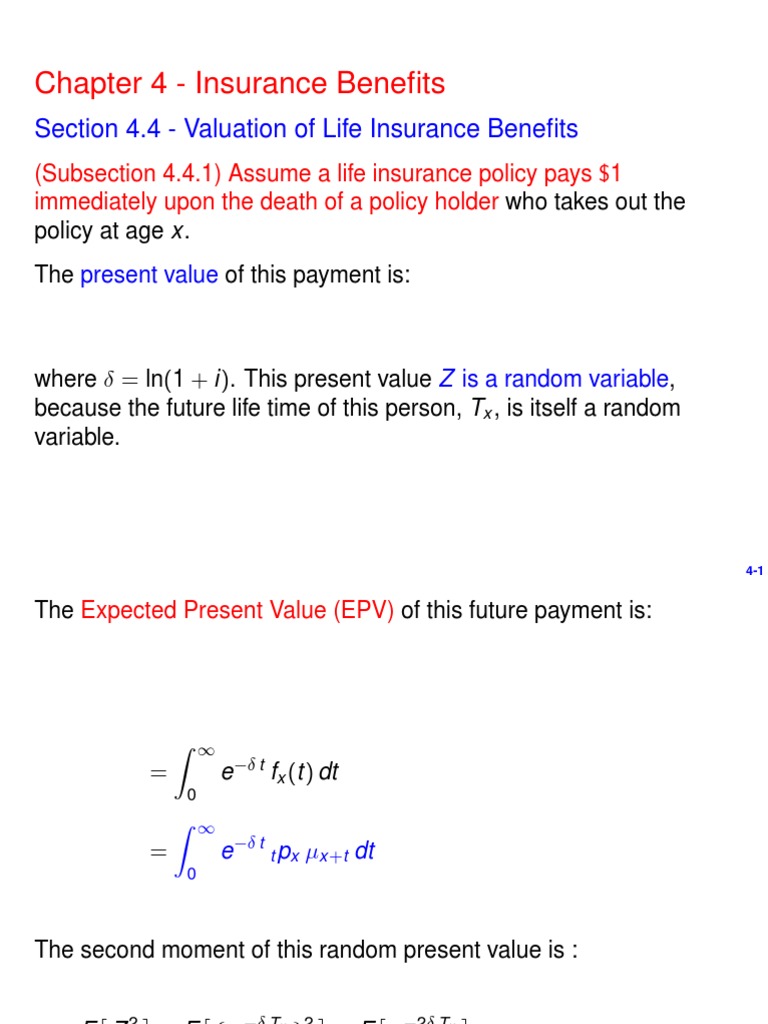 Chapter 4 - Insurance Benefits | PDF | Discounting | Insurance