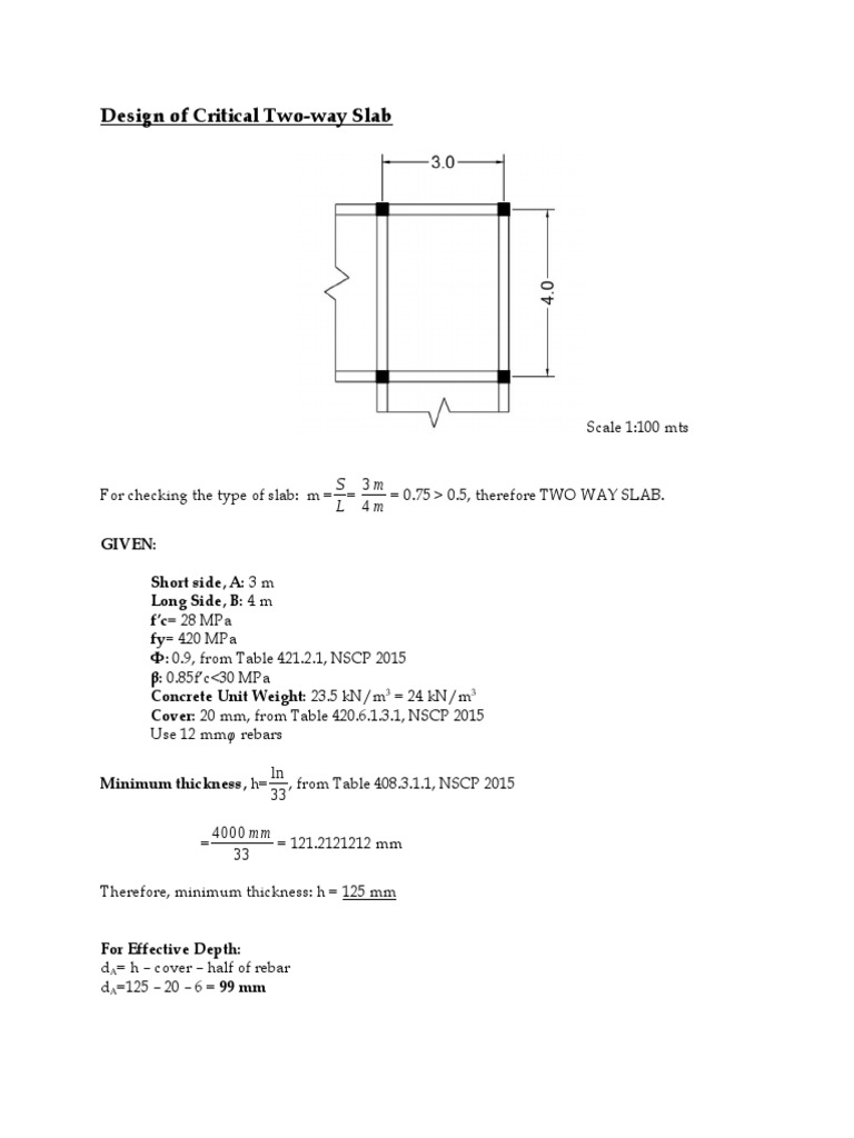 Design of Critical Two Way Slab | PDF | Concrete | Architectural Design