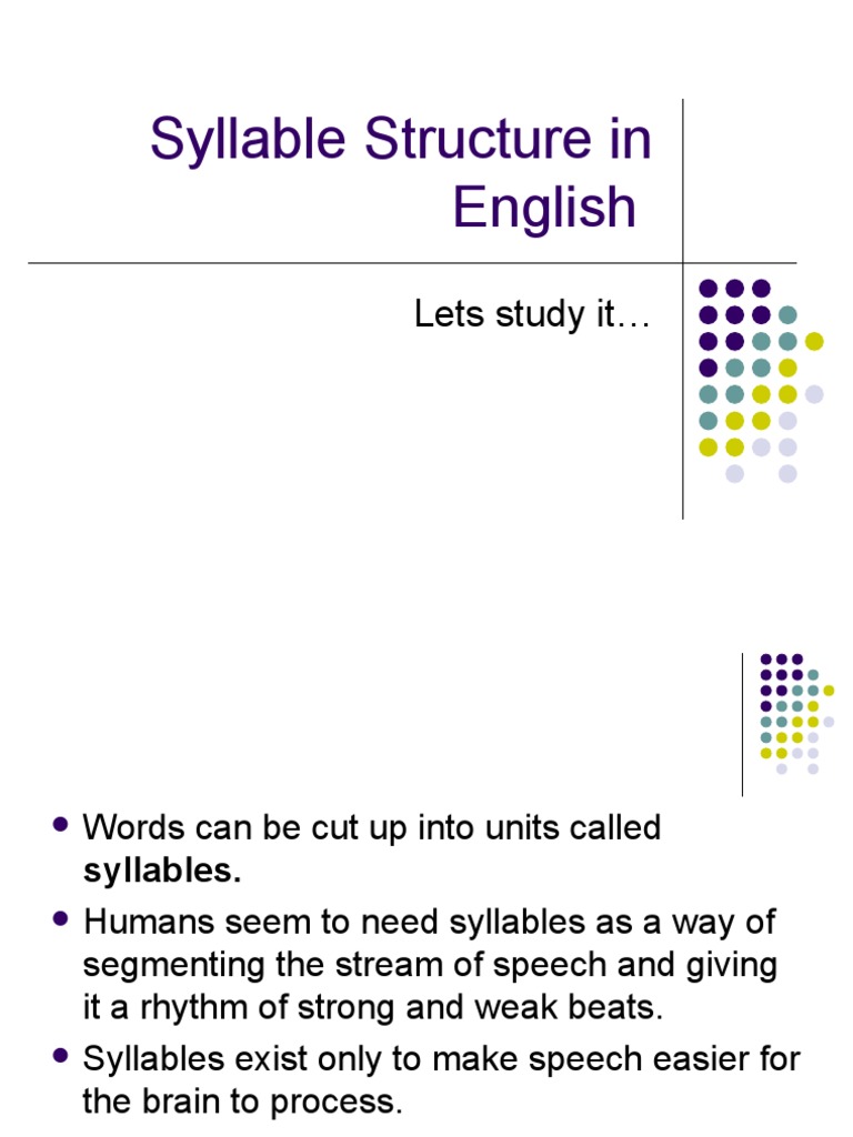 Syllable Structure in English: Lets Study It | PDF | Syllable | Consonant