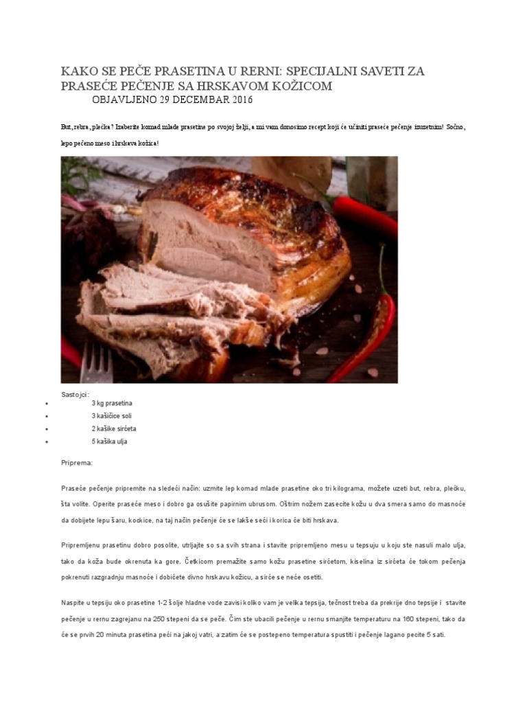 Kako Se Peče Prasetina U Rerni | PDF