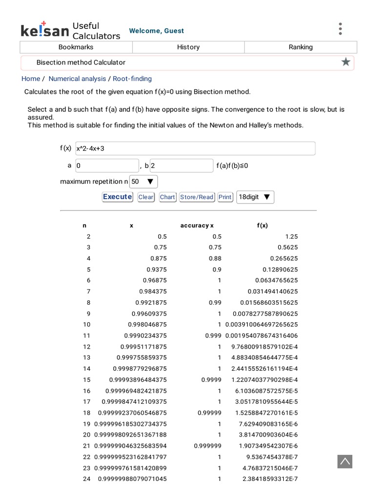 Bisection Method Calculator - High Accuracy Calculation | PDF ...