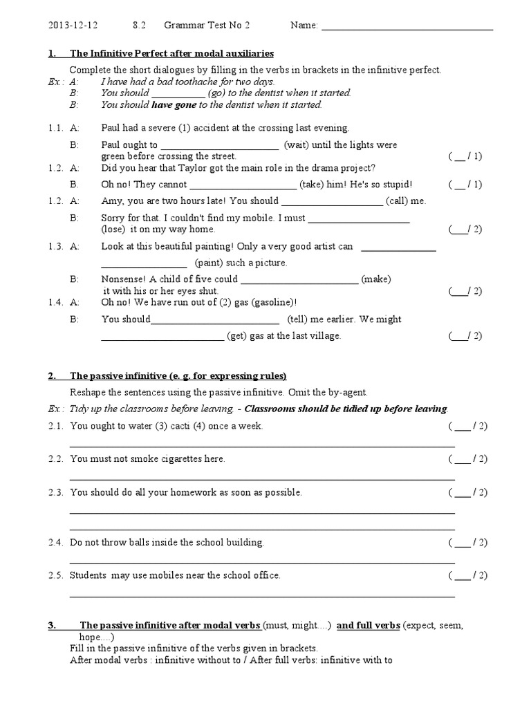 Green Line 4 - G8 - Unit 3 Grammar Test | PDF | Verb | Semantic Units